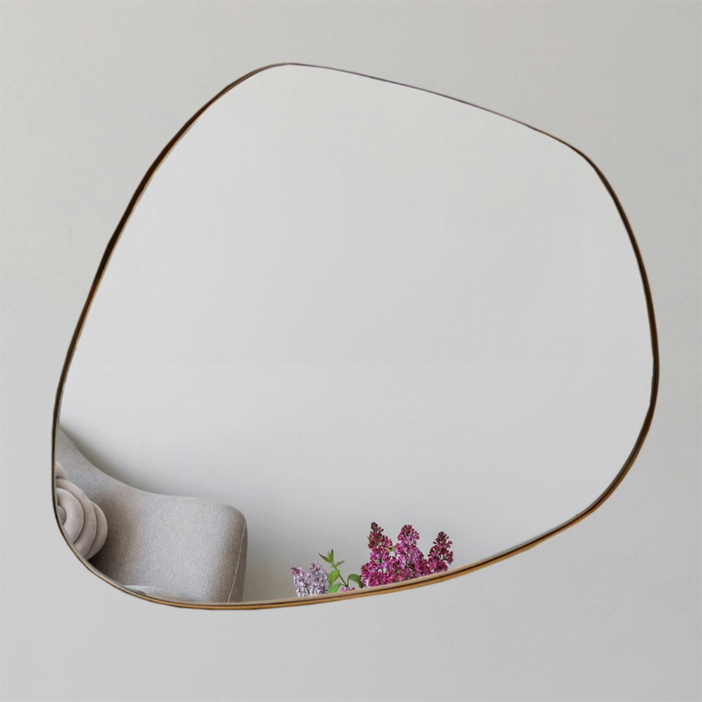 Exclusive Mirrors Modern Large Antique Gold Pebble | Rackhams
