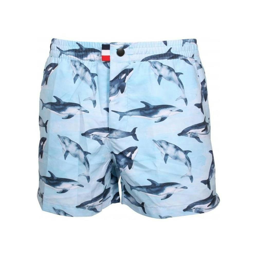 Flipper Print Swim Shorts, Sky Blue | Rackhams