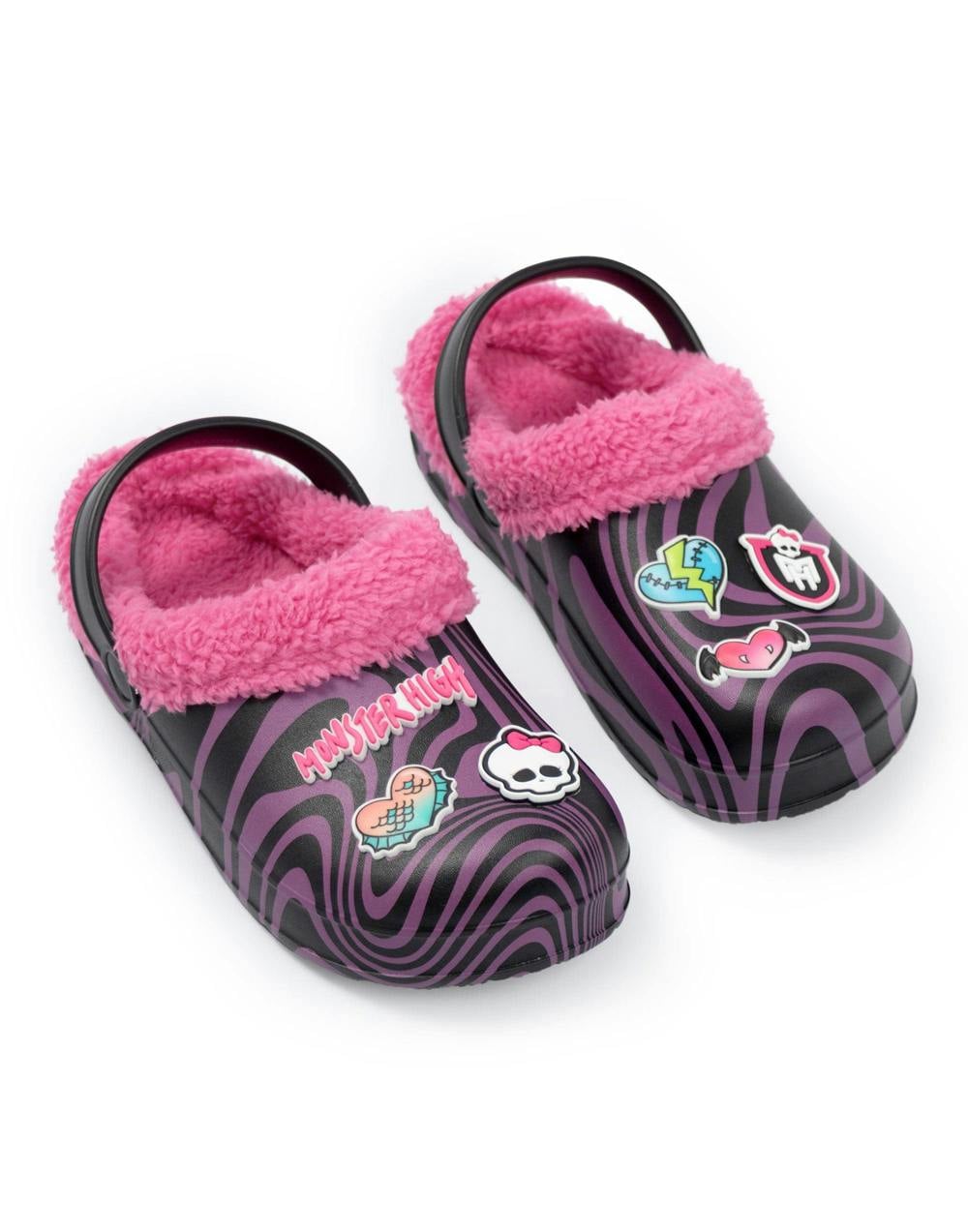 Monster High Girls Pink Heart Badges Clogs | Rackhams