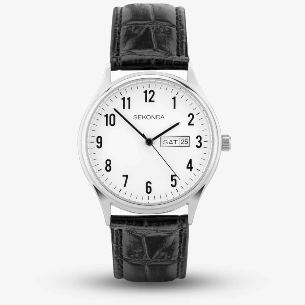 Sekonda Easy Reader Black Leather Strap Watch 30121 | Rackhams