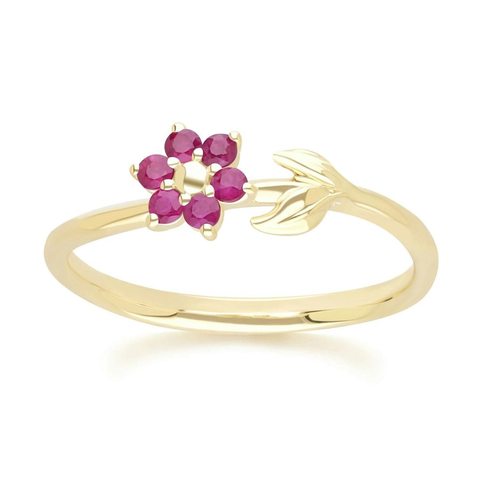 Gemondo Floral Vine Ruby Ring in 9ct Yellow Gold | Rackhams