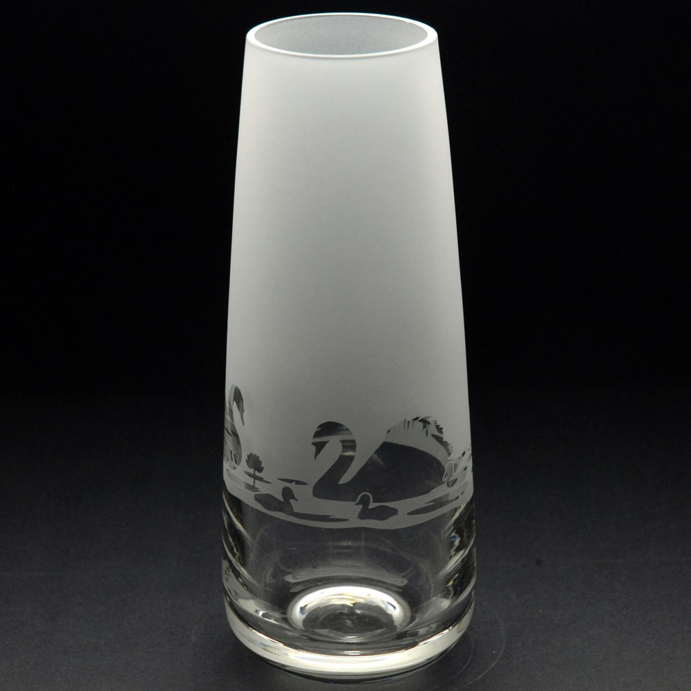 Glyptic Glass Art Swan Glass Bud Vase - Hand | Rackhams
