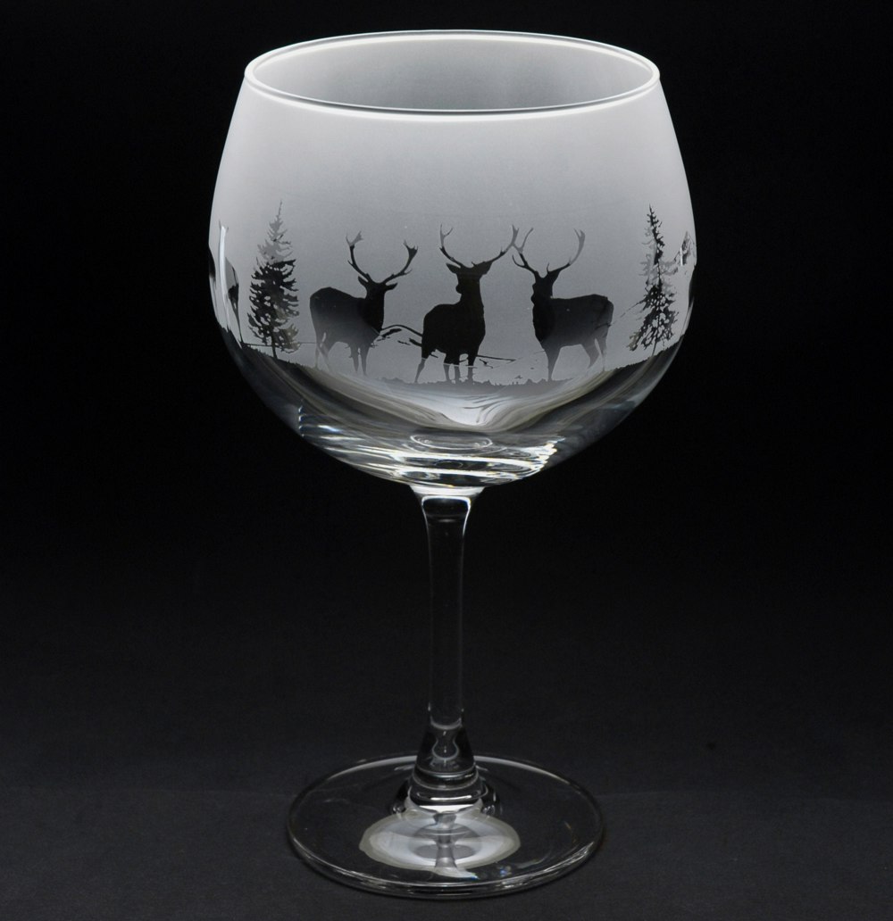 Glyptic Glass Art Stag Gin Cocktail Glass - Hand | Rackhams