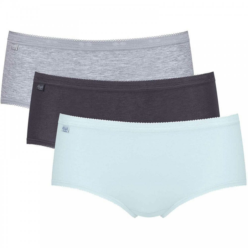 Sloggi Basic 3 Pack Midi Brief, Grey / Ink Grey / Sky | Rackhams