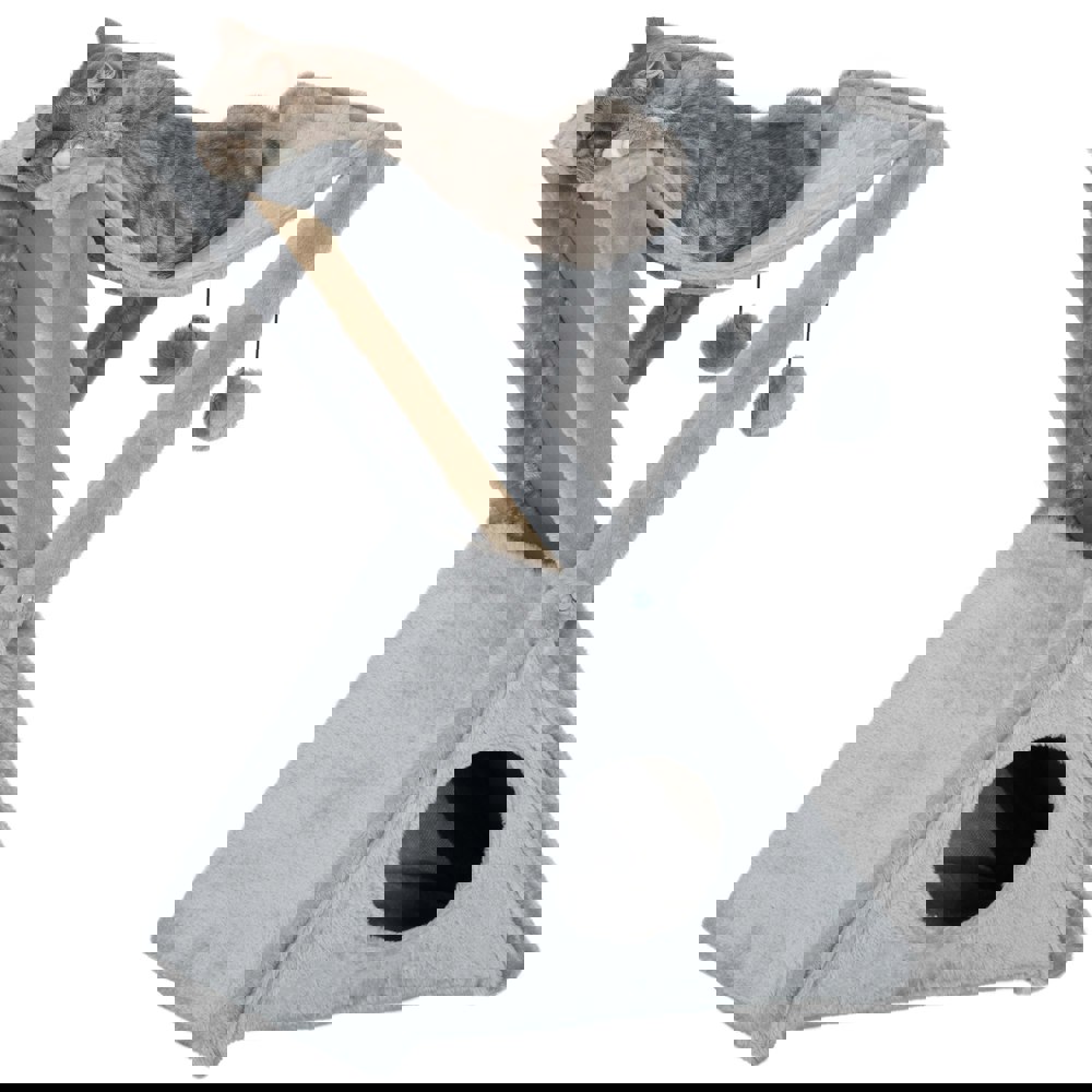 PawHut Plush Folding Cat Tree Play Rest Activity Tower | Rackhams