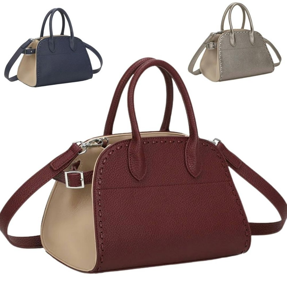Love EMVY Buckle Stitch Two-Tone Faux Leather Grab Bag | Rackhams