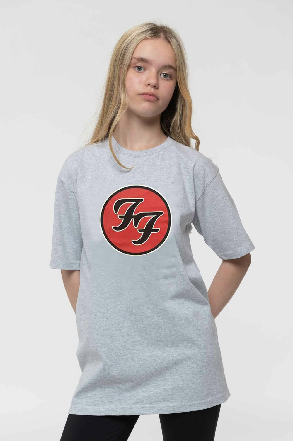 Foo Fighters Kids FF Band Logo Heather T Shirt | Rackhams