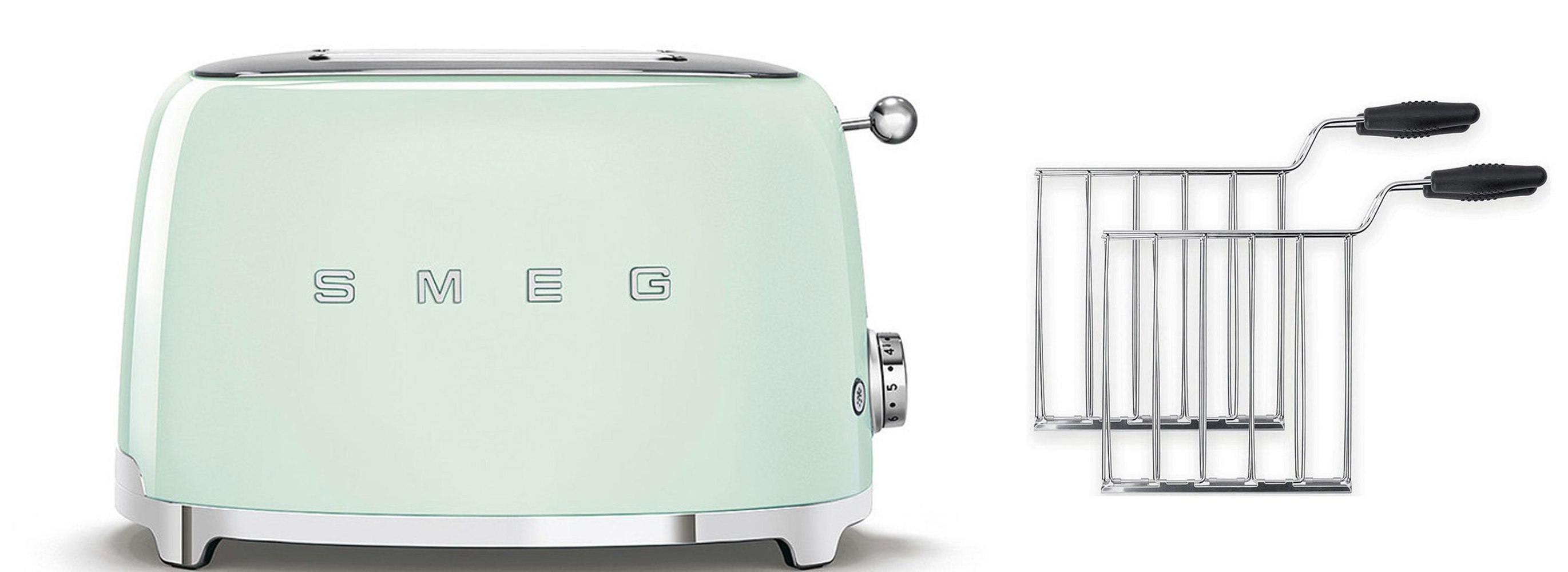 Smeg TSF01 2 Slice Toaster + TSSR01 2-Sandwich Racks | Rackhams