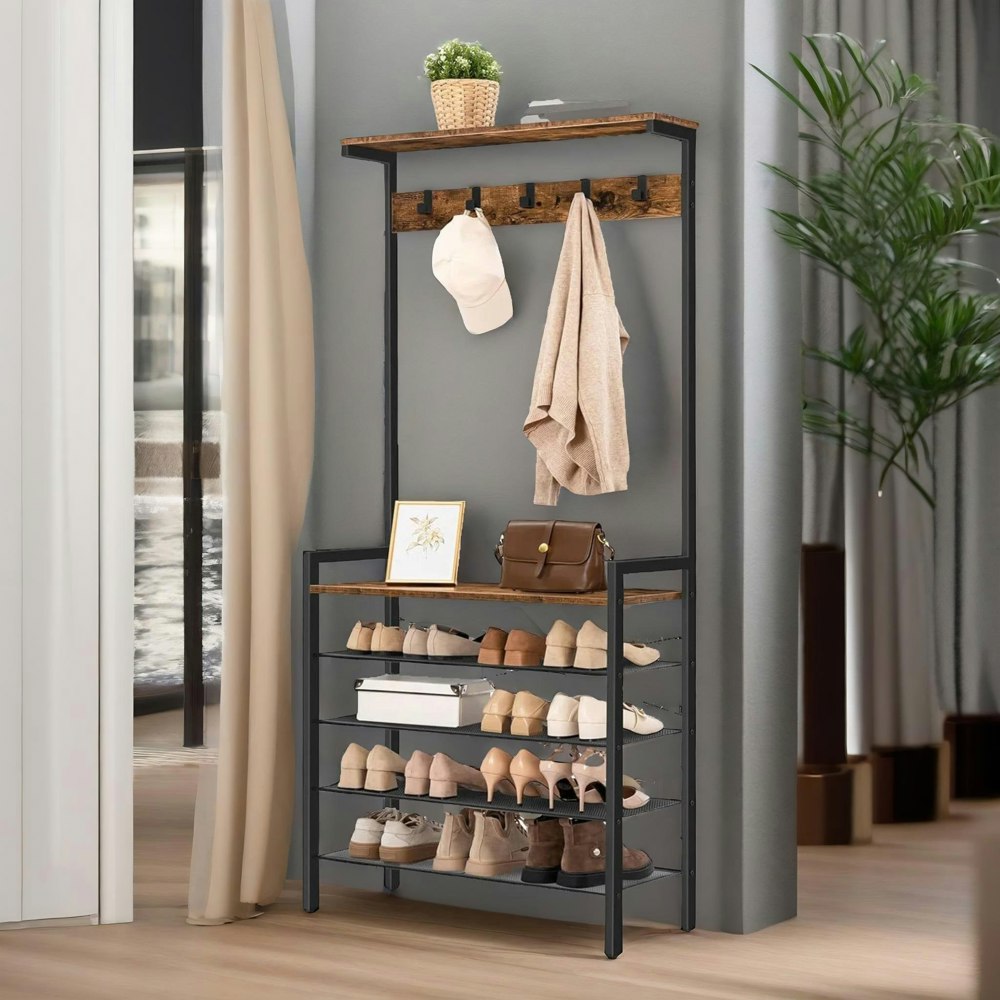 Rafaelo Mobilia Industrial Hall Tree Large Hall Stand | Rackhams