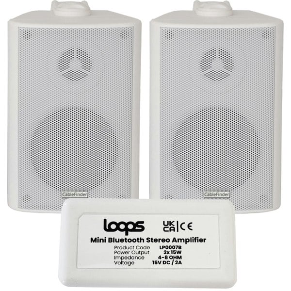 Loops Wireless Bluetooth Amplifier & 2x 60W Wall | Rackhams