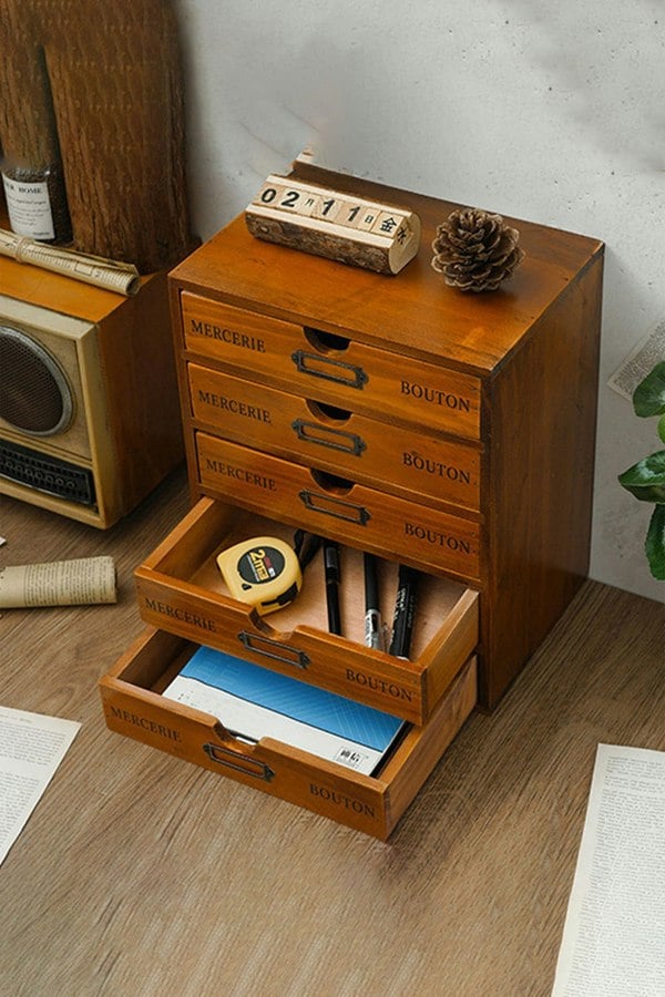 Living and Home Vintage Wooden Storage Box Brown Home | Rackhams