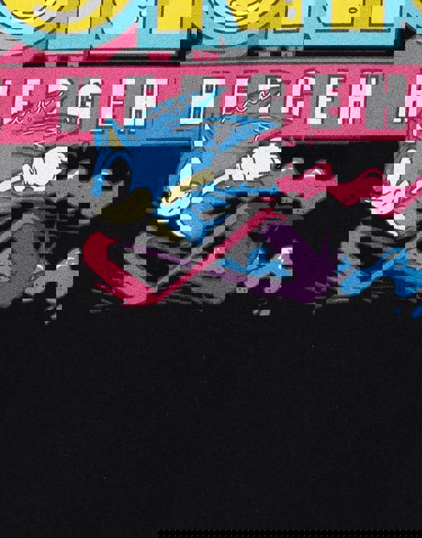 Sonic the Hedgehog Mens Black Psychedelic Logo Hoodie | Rackhams