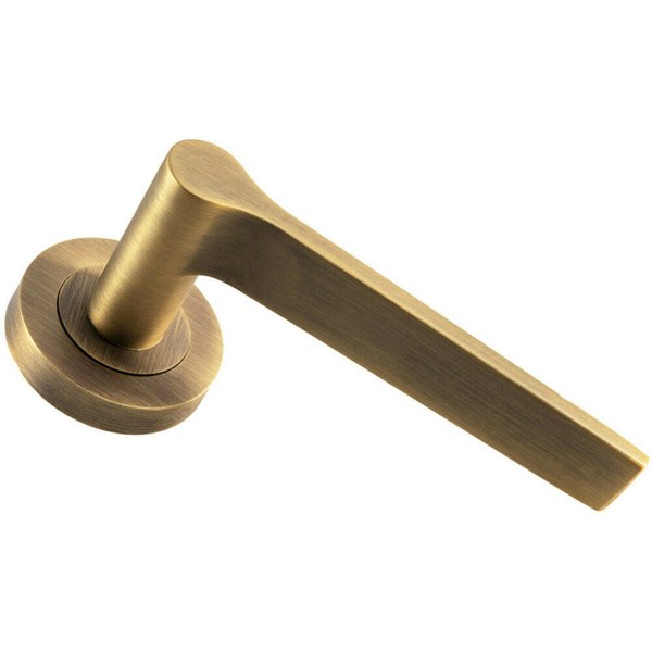 Loops Door Handle & Latch Pack Antique Brass Rounded | Rackhams