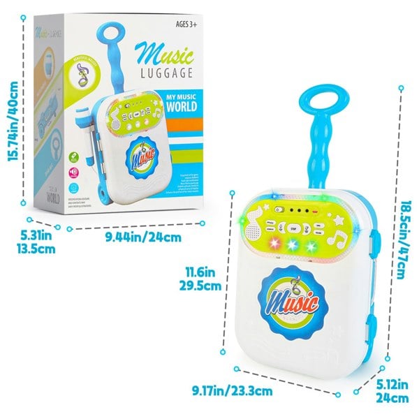 deAO Toys blue karaoke Machine 2 Mic Carry Case Play | Rackhams