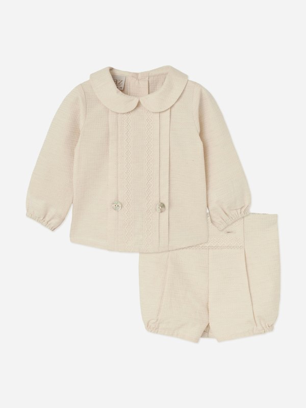 Paz Rodriguez Baby Boys Blouse and Shorts Set in Beige | Rackhams