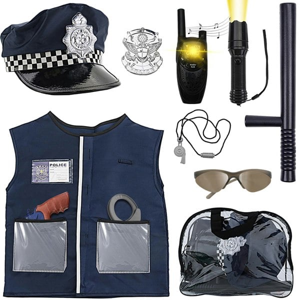 Police Costume Set with Vest Hat Toy Shotgun Role Play | Rackhams