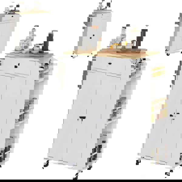 HOMCOM Kitchen Island with 3-Tier Spice Rack, Kitchen | Rackhams