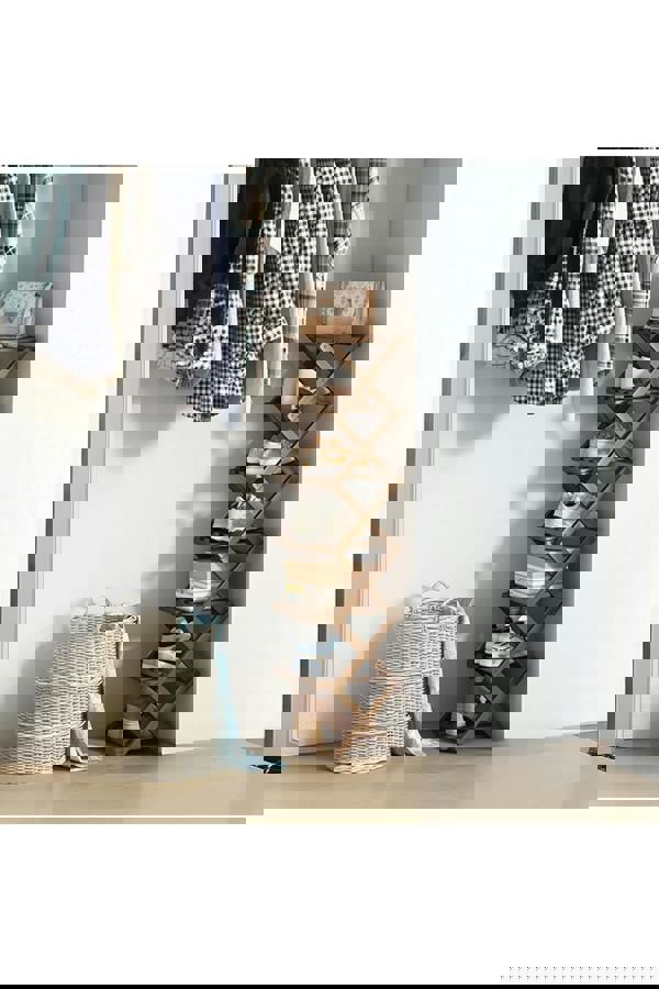 Living and Home 7 Tier Bamboo Folding Shoe Rack Shoe | Rackhams