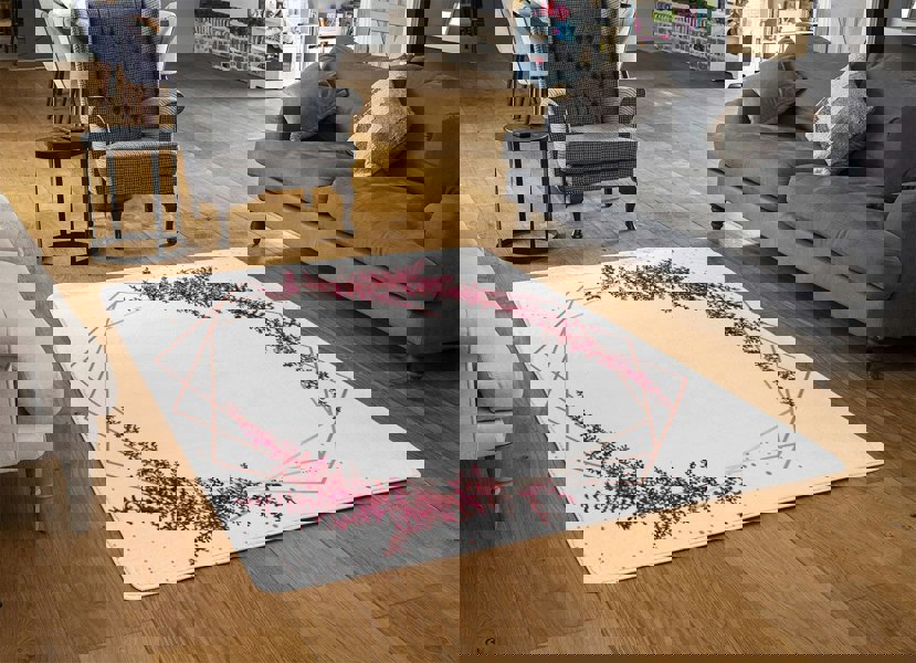 Benjamin Tate Design Pink Flower And Geometric Shapes | Rackhams