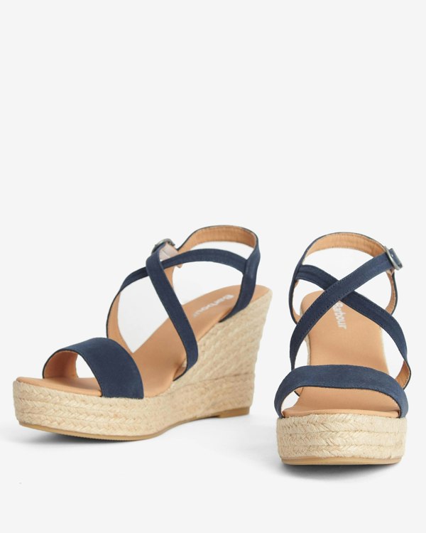 Barbour Lucia Womens Wedge Espadrilles - Dark Navy | Rackhams