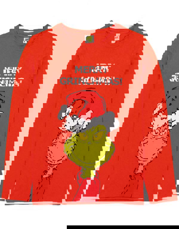 The Grinch Unisex Red Merry Grinchmas Slogan Long | Rackhams