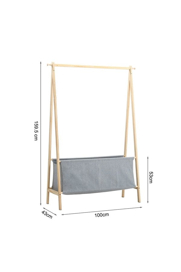 Living and Home 1-Tier Portable Wooden Clothes Rack | Rackhams