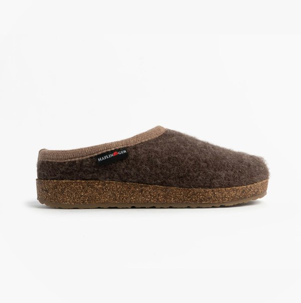Haflinger PANDA Womens Felt Clogs Brown | Rackhams
