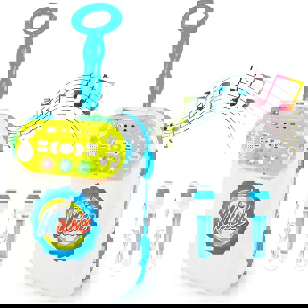 deAO Toys blue karaoke Machine 2 Mic Carry Case Play | Rackhams