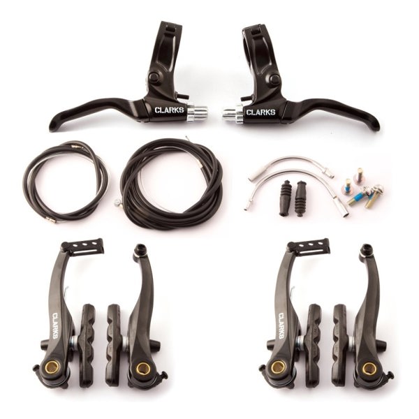 Clarks V-Brakeset F&R in Black with Cables Steel Guide | Rackhams