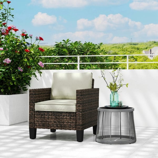 Outsunny Single Rattan Chair, Garden Armchair w/ | Rackhams