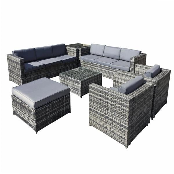 Oseasons Malta Rattan 9 Seat U-Shape Set in Grey | Rackhams