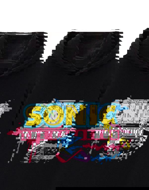 Sonic the Hedgehog Mens Black Psychedelic Logo Hoodie | Rackhams