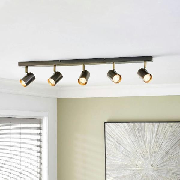 Pagazzi Lighting Hereford Matte Pewter 5-Spot Bar | Rackhams