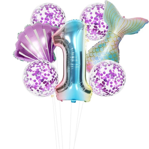 Anyparty Balloons 32inch Number 5 Set Mermaid Theme | Rackhams