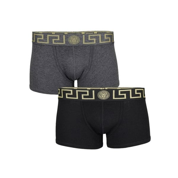 VERSACE 2-Pack Greca Border Boxer Briefs, Black/Grey | Rackhams