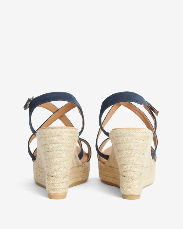 Barbour Lucia Womens Wedge Espadrilles - Dark Navy | Rackhams