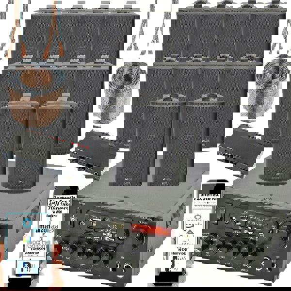 Loops 5 Zone Bluetooth Speaker Kit 10x 70W Black Wall | Rackhams