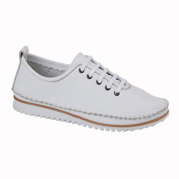 Mod Comfys L988G 5-Eye Lace Womens Leather Shoes White | Rackhams