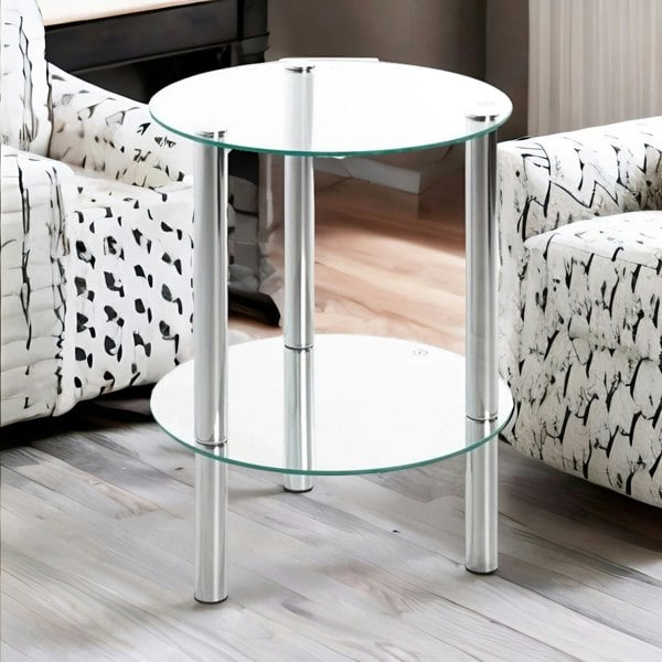 Rafaelo Mobilia 2-Tier Round Chrome Side Table With | Rackhams