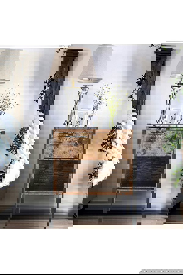 Living and Home Retro Industrial-style Bedside Table | Rackhams