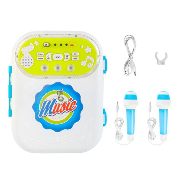 deAO Toys blue karaoke Machine 2 Mic Carry Case Play | Rackhams