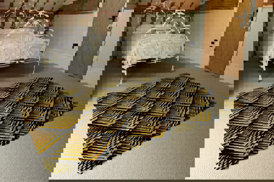 Benjamin Tate Design Golden Geometric Flower Pattern | Rackhams